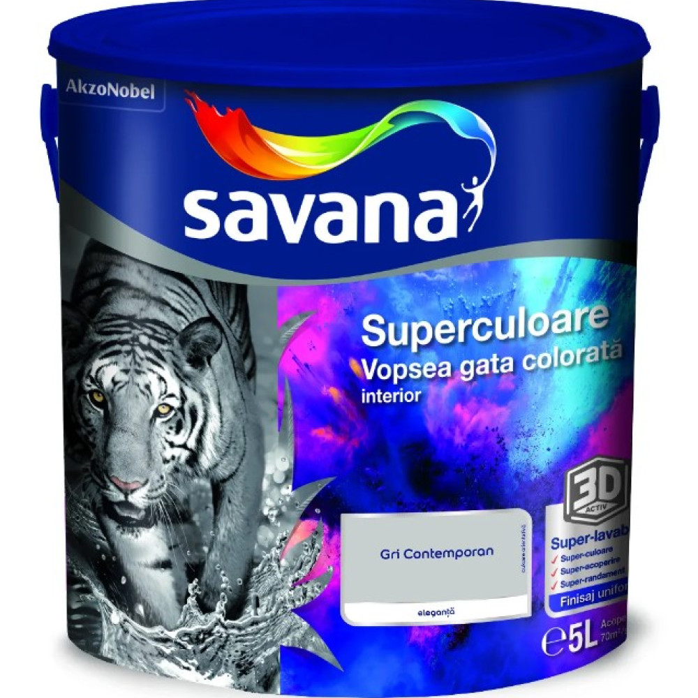 VOPSEA GATA COLORATA INTERIOR SAVANA GRI CONTEMPORAN-ELEGANTA 5L