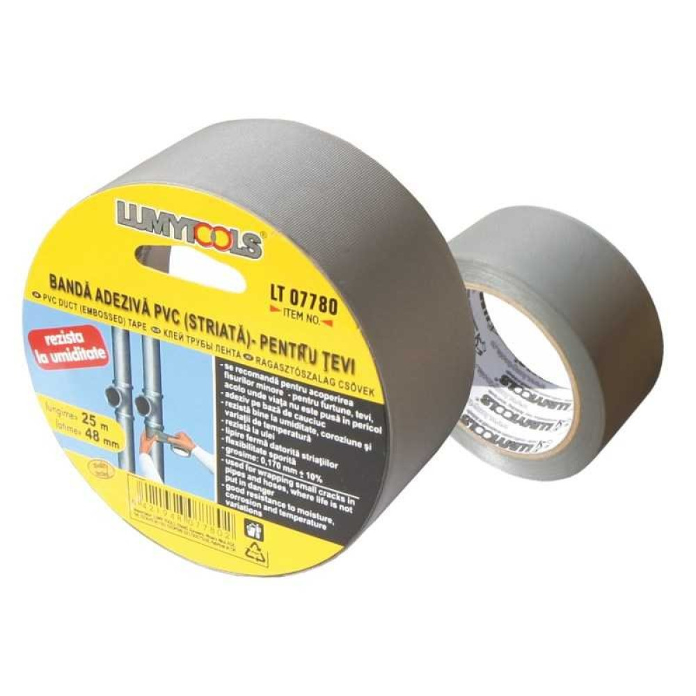 BANDA ADEZIVA PVC CU STRIATII PT TEVI 25X48 M